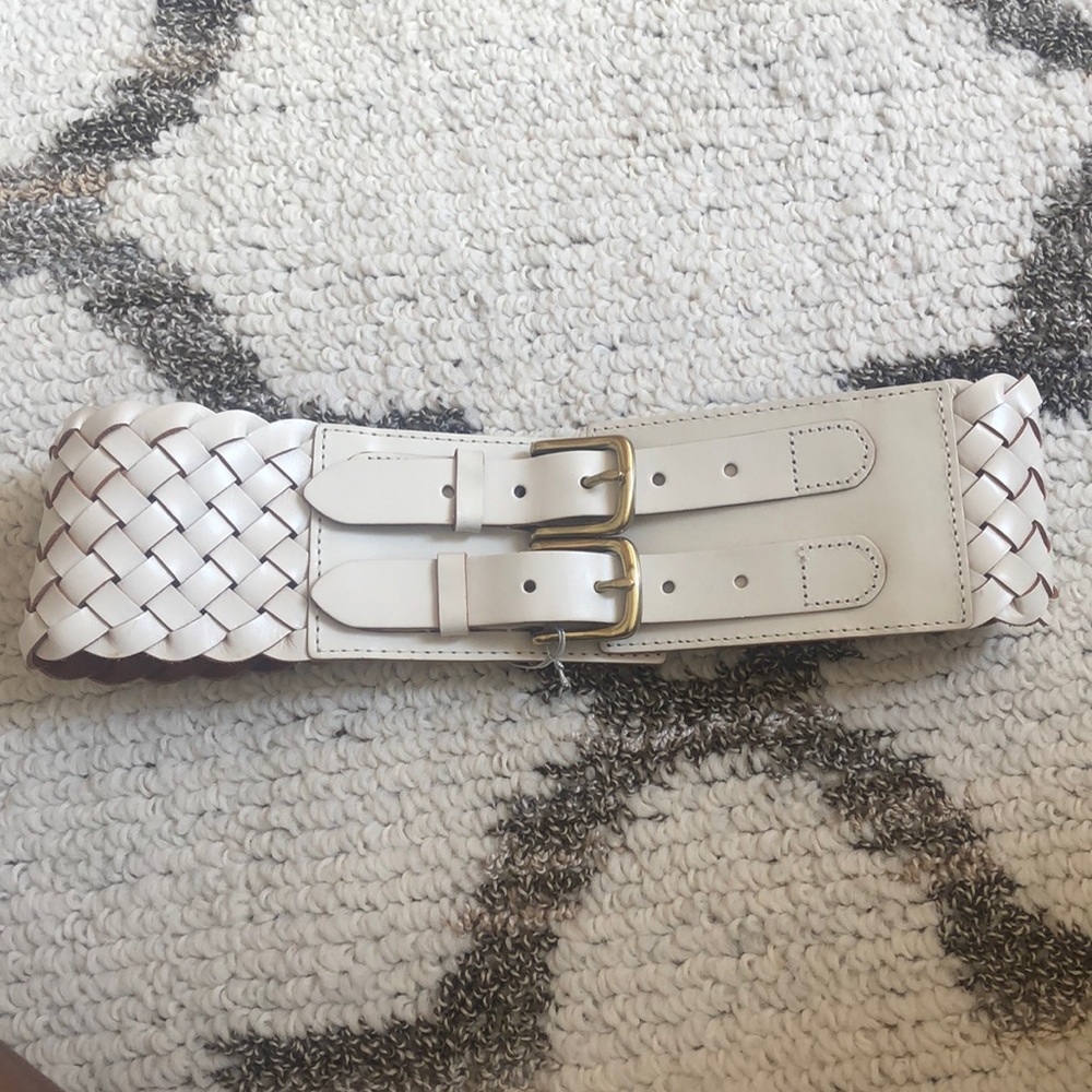 Bebe Double Wide Braid White Belt - Gem